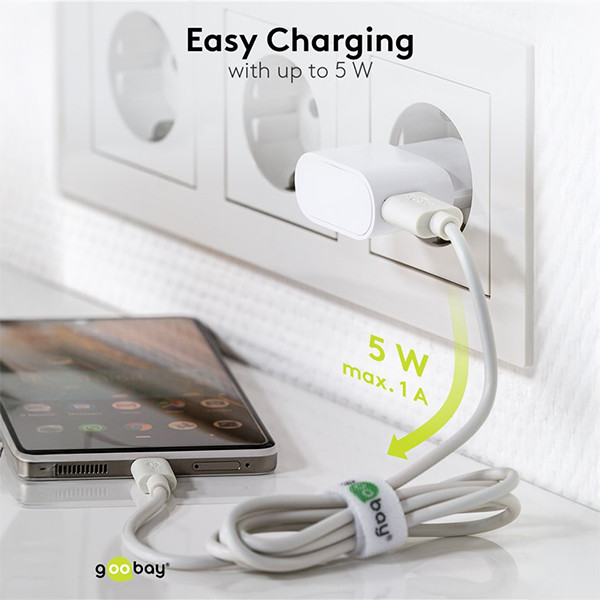 Goobay USB-A oplader | 1 poort | 5W | Wit 123led 123led.nl